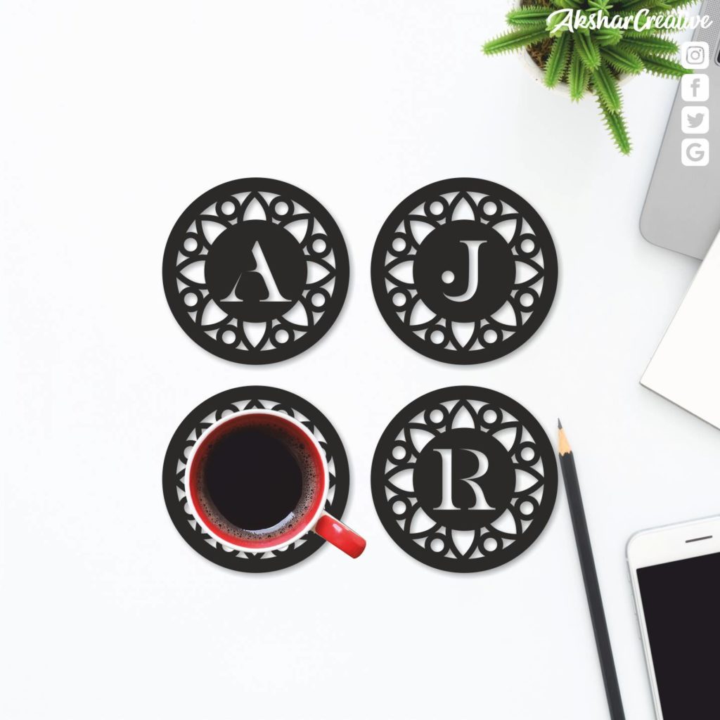 Monogram Letter Coaster - Akshar Creative Enterprise